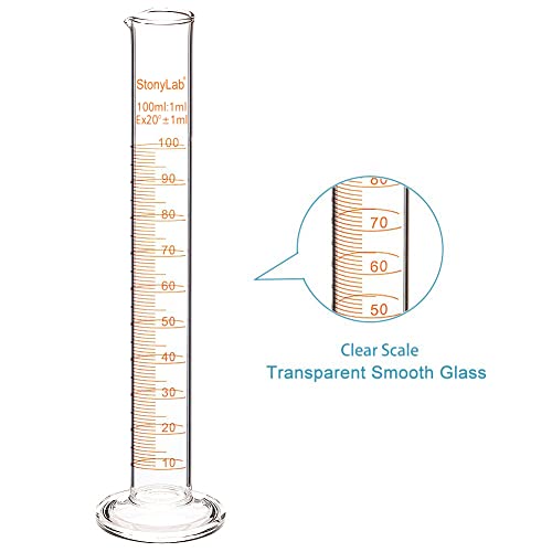 StonyLab Combo Pack Borosilicate Glass 10ml/50ml/100ml Heavy Wall Graduated Cylinder Measuring Cylinder (10ml/50ml/100ml)