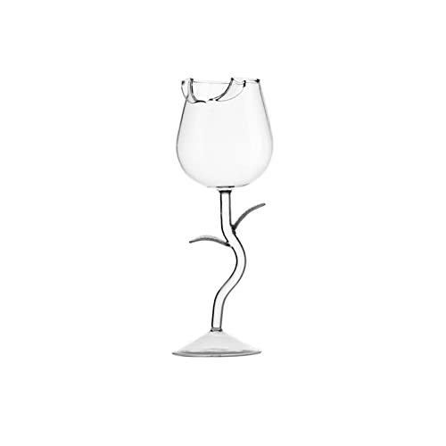HEEPDD Rose Flower Cocktail Glass Durable for Parties and Bars High Borosilicate Glass Wine Cup (280ml Transparent 1 pc)