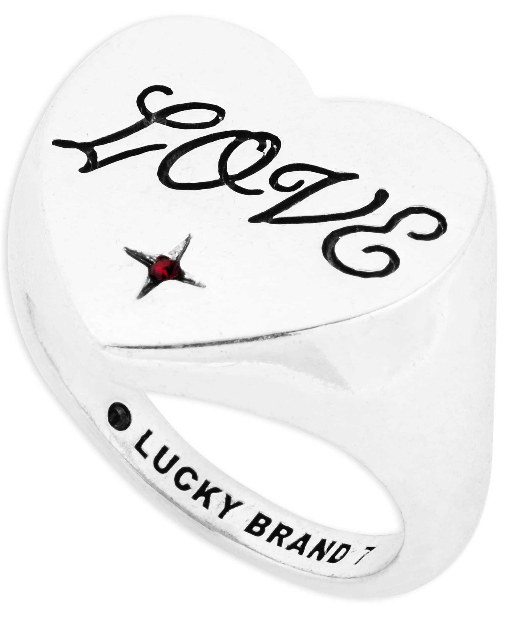 Lucky Brand Love Signet Ring,Silver,Size 7