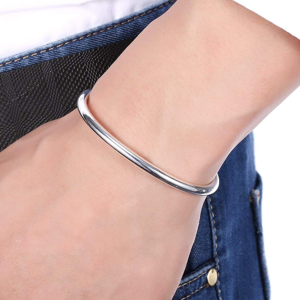 Denchy 925 Silver Bangle Bracelet, Fashion Jewelry Simple Cuff Bangles for Women Mom Wife Valentine Mothers day Gift (2pcs)