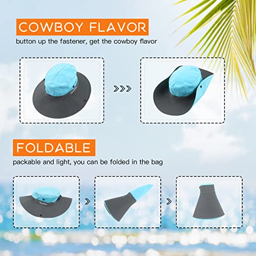 Sun Hats for Women Beach Hat Ponytail Hat Womens Sun Hat Wide Brim Sun Hat Women Sky Blue