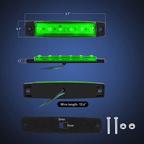 Nilight 10PCS 3.8β 6LED Red Green LED Indicator Light Truck Camper Side Marker Light Marine Boat Navigation Light Yacht Kayak Sailboat Trailer Bus RV Clearance Light 12V DC, 2 Years Warranty