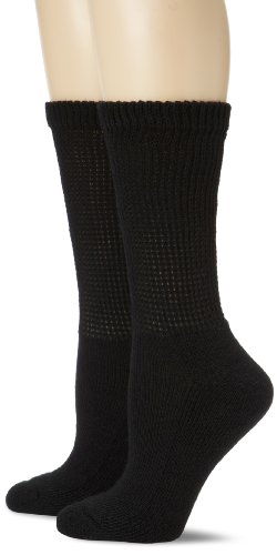 Dr. Scholl's Men's Plus Advanced Relief Diabetic & Ciculatory Crew Socks (2 Pack), Black, Shoe Size: 8-12