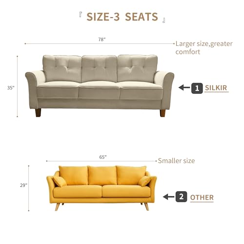 SILKIR Couches for Living Room,78 Inches Comfy Sofa Sofa for Living Room 3 Person Couch for Living Room,Office,and Apartment,Beige