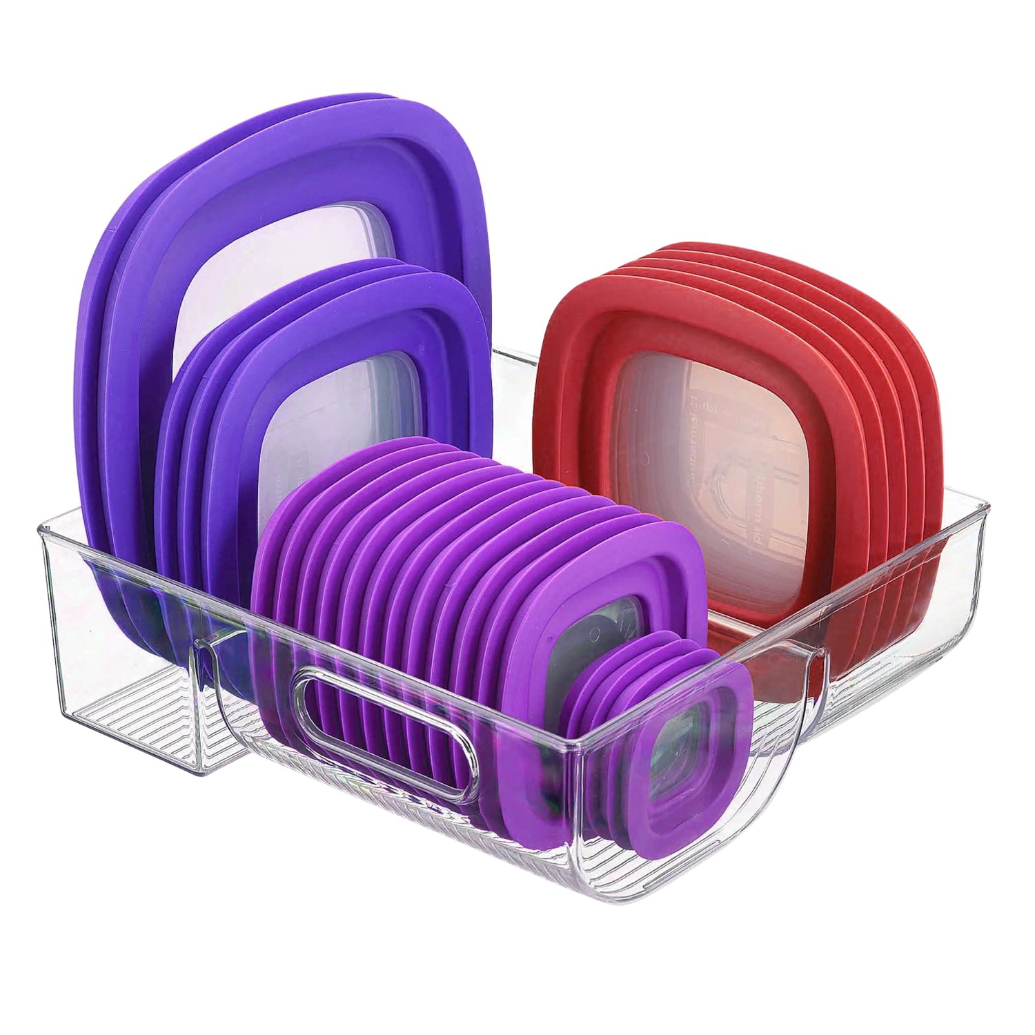 Food Container Lid Organizer, Large Clear Lid Organizer for Kitchen Cabinets, Kitchen Organization or Pantry Organization and Storage