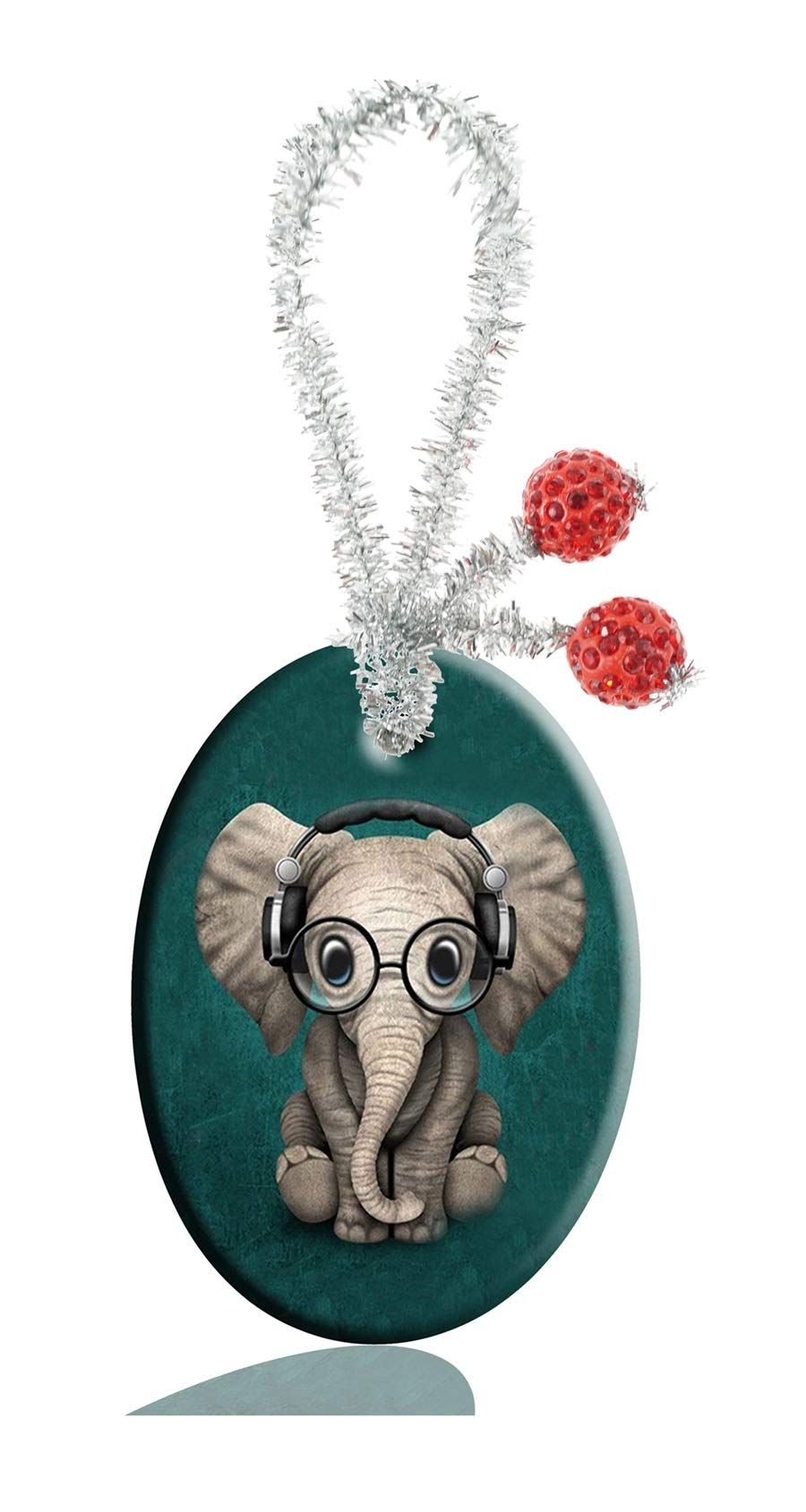 FQJNS Custom Fashion Personalized Oval Porcelain Ornaments Christmas Ornaments Home Decoration (Cute Elephant Pattern)