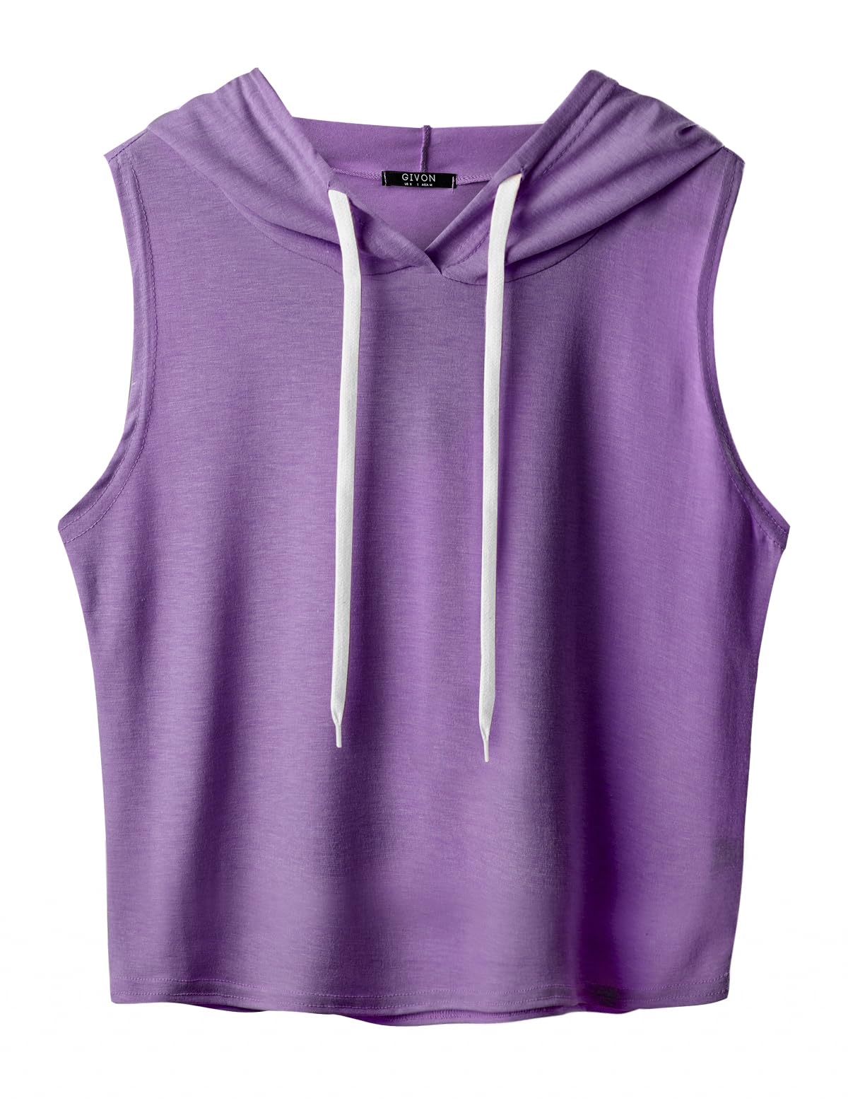 GIVON Womens Actvicewear Sleeveless Hoodie Crop Tank Tops Workout Sweatshirt / DCF179-LAVENDER-XL