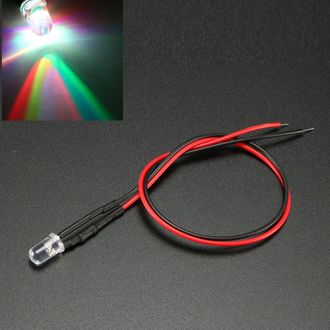 uxcell 20Pcs 5mm Pre Wired LED, 7 Colors Change Slow Flashing DC3-6V Clear Lens, Light Emitting Diodes