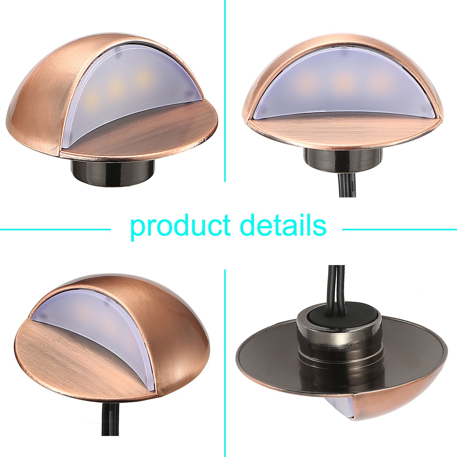 FVTLED Recessed LED Deck Lighting, 1pcs Φ1.38 Half Moon In Ground Outdoor Landscape LED RGB Light, Black