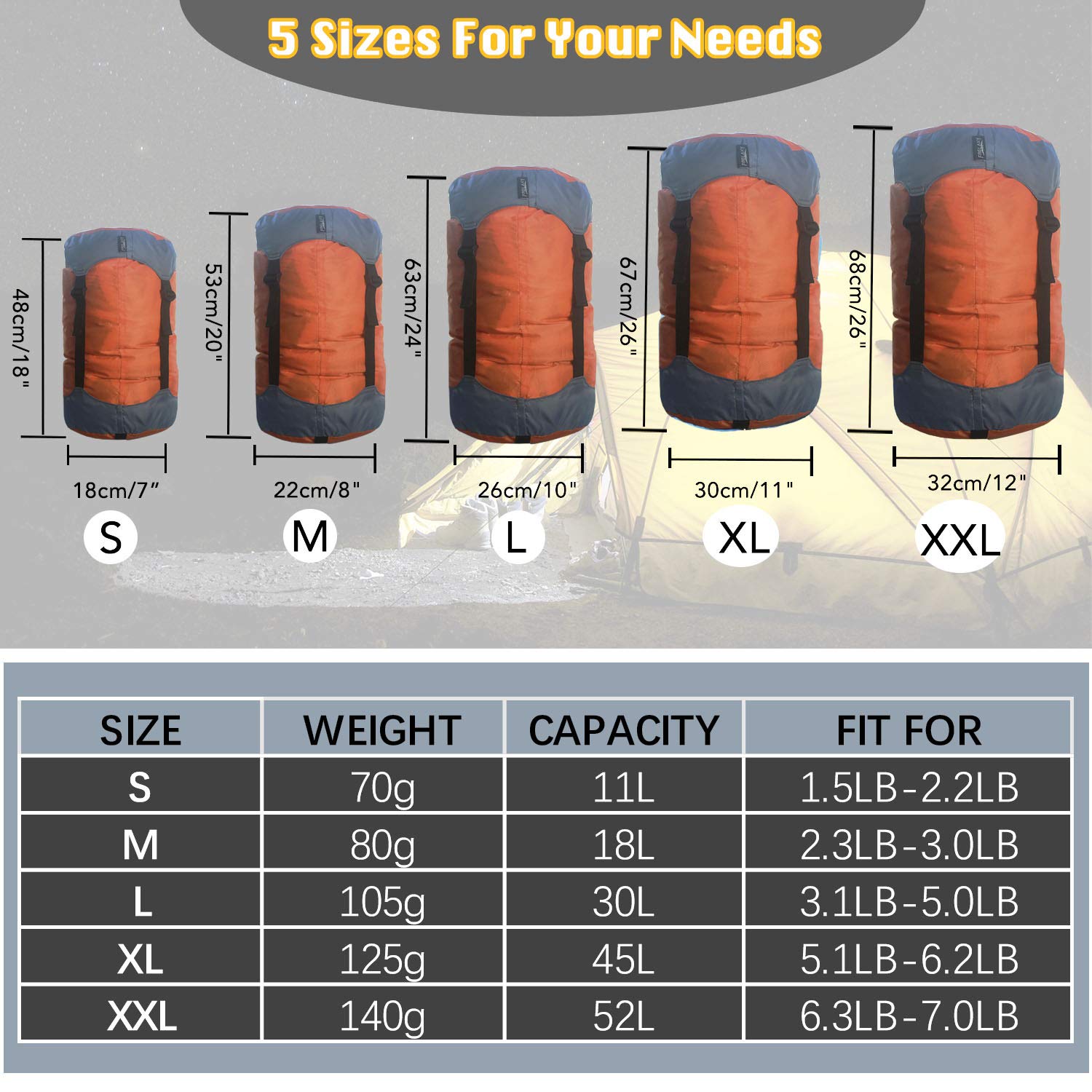 Frelaxy Compression Sack, Ultralight Sleeping Bag Stuff Sack Compression Stuff Sack - Space Saving Gear for Camping, Hiking, Backpacking (Turquoise, L)