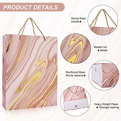 Lancool Gift Bags, 12 Pack 12.6x10.2x3.9 Inch Gift Bags Medium Size, Gift Bag Large Size, 4 Assorted Designs Foil Gift Bags for Monther's Day, Baby Shower, Birthday, Wedding, Party Favors