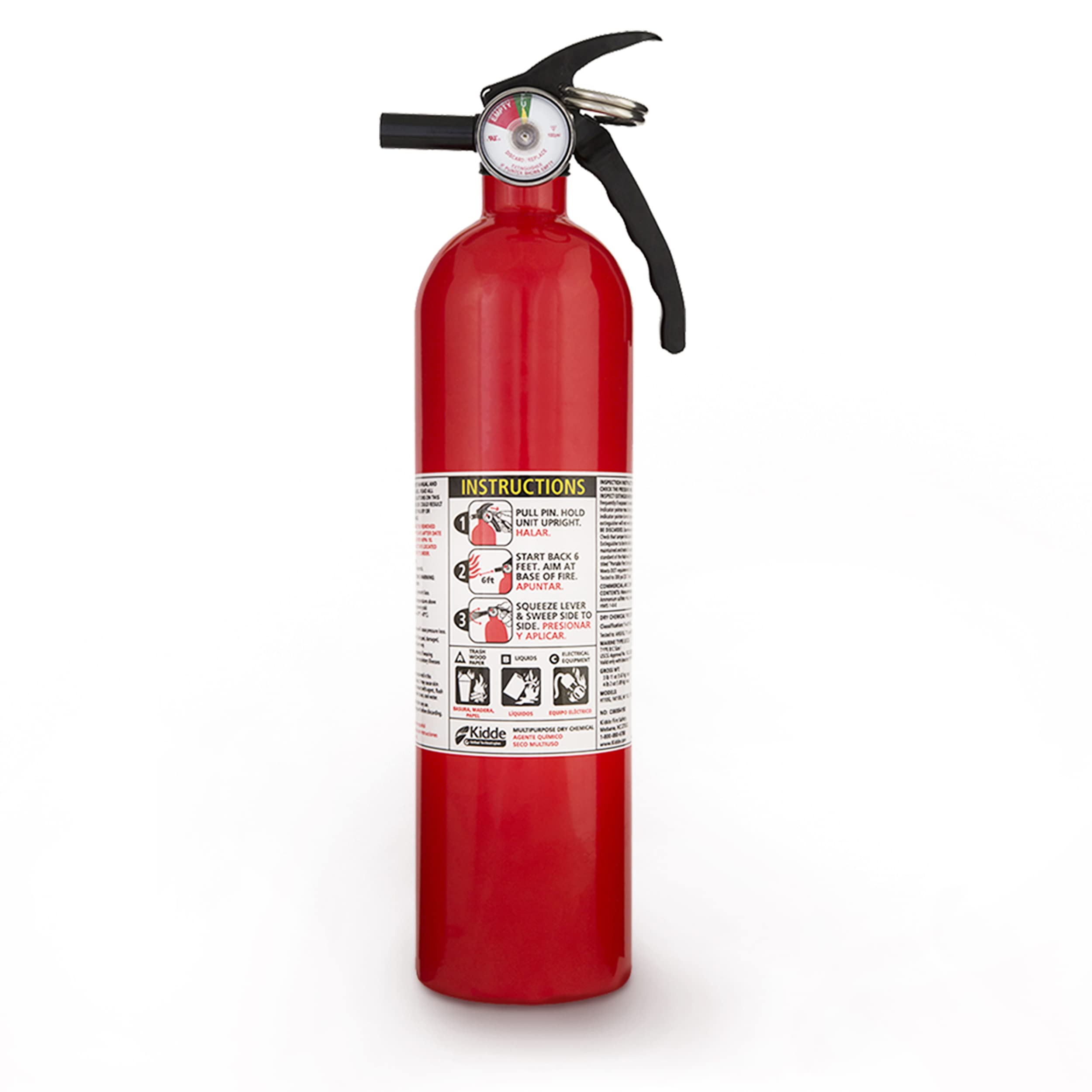 Kidde FA110 Multipurpose Fire Extinguishers 1 Pack - Red, (Rating 1-A:10-B:C) Includes Wholesalehome Cleaning Cloth