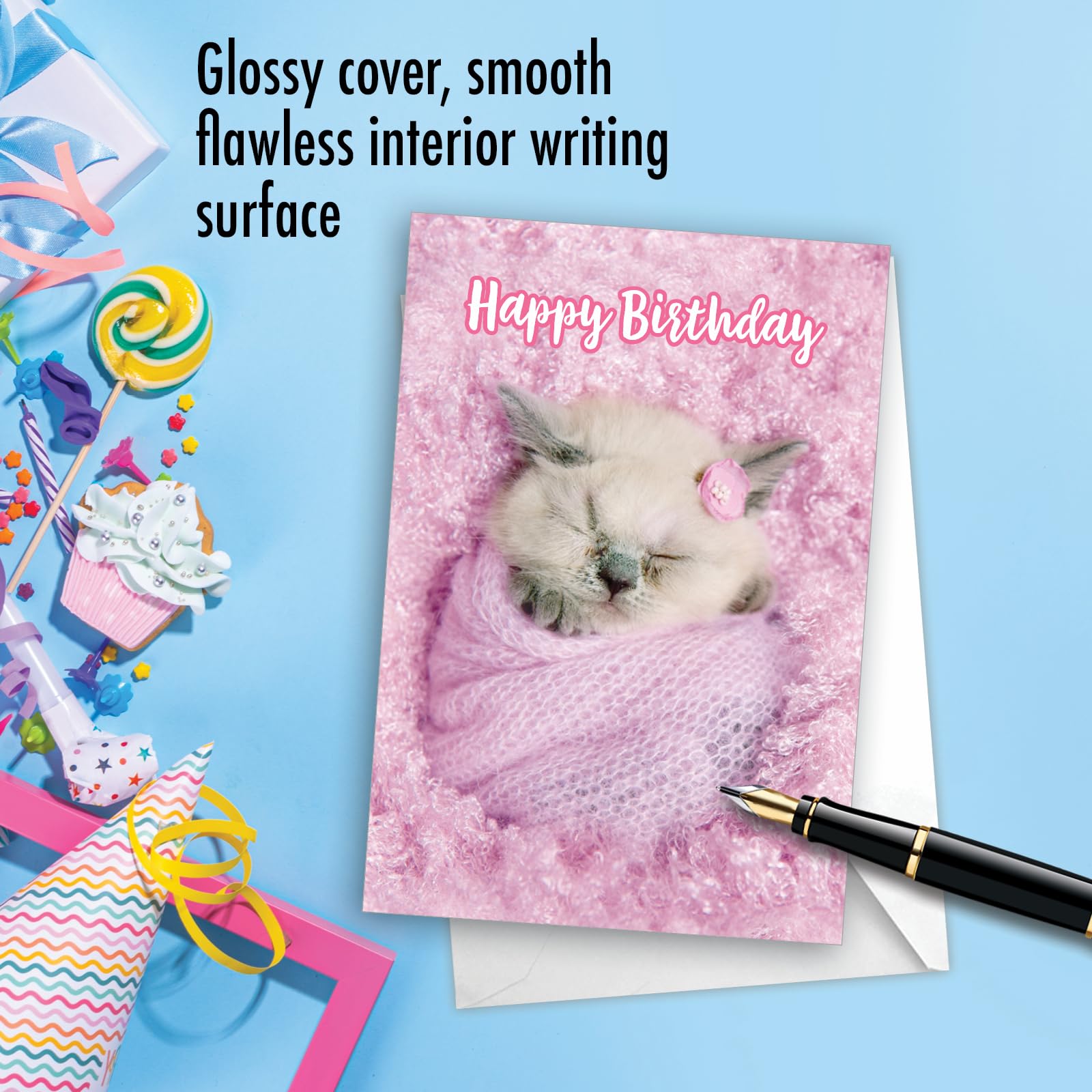 The Best Card Company Birthday Greeting Card with 5 x 7 Inch Envelope (1 Card) Bday Fluffy Furballs C7168ABDG