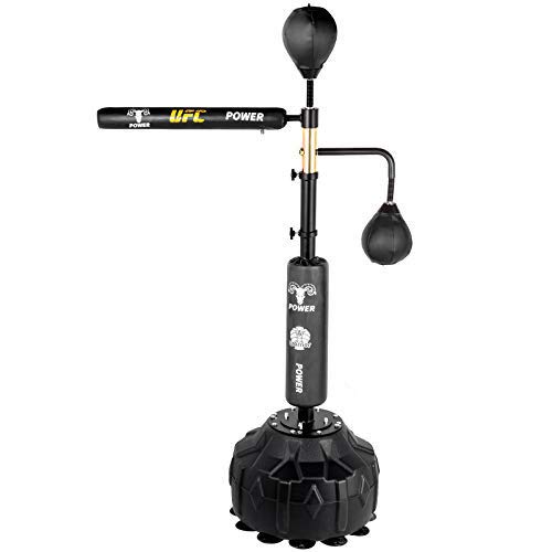 Happybuy Boxing Speed Trainer, Punching Bag Spinning Bar, Training Boxing Ball with Reflex Bar & Gloves, Solid Speed Punching Bag Free Standing, Adjustable Height, for Man, with Two Ball