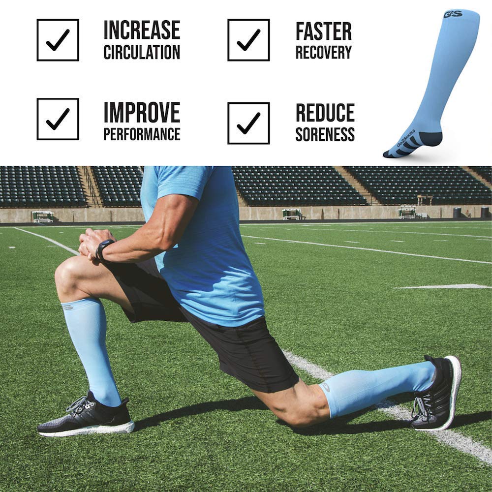 Go2Socks Compression Socks for Men Women Nurses Runners 20-30mmHg Medical Stocking Athletic (NavyBlue,M)…