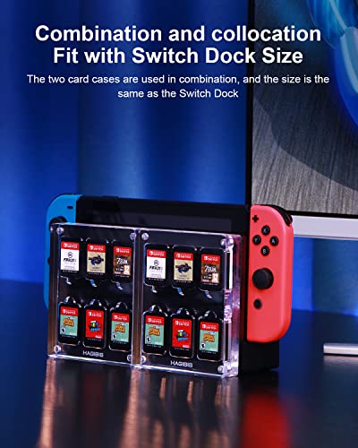 Hagibis Game Card Case for Nintendo Switch, 12 Cartridge Slots Holder Protective Shockproof Display Cabinet, Transparent Acrylic Game Storage Box for Switch NS NX (12 Slots)