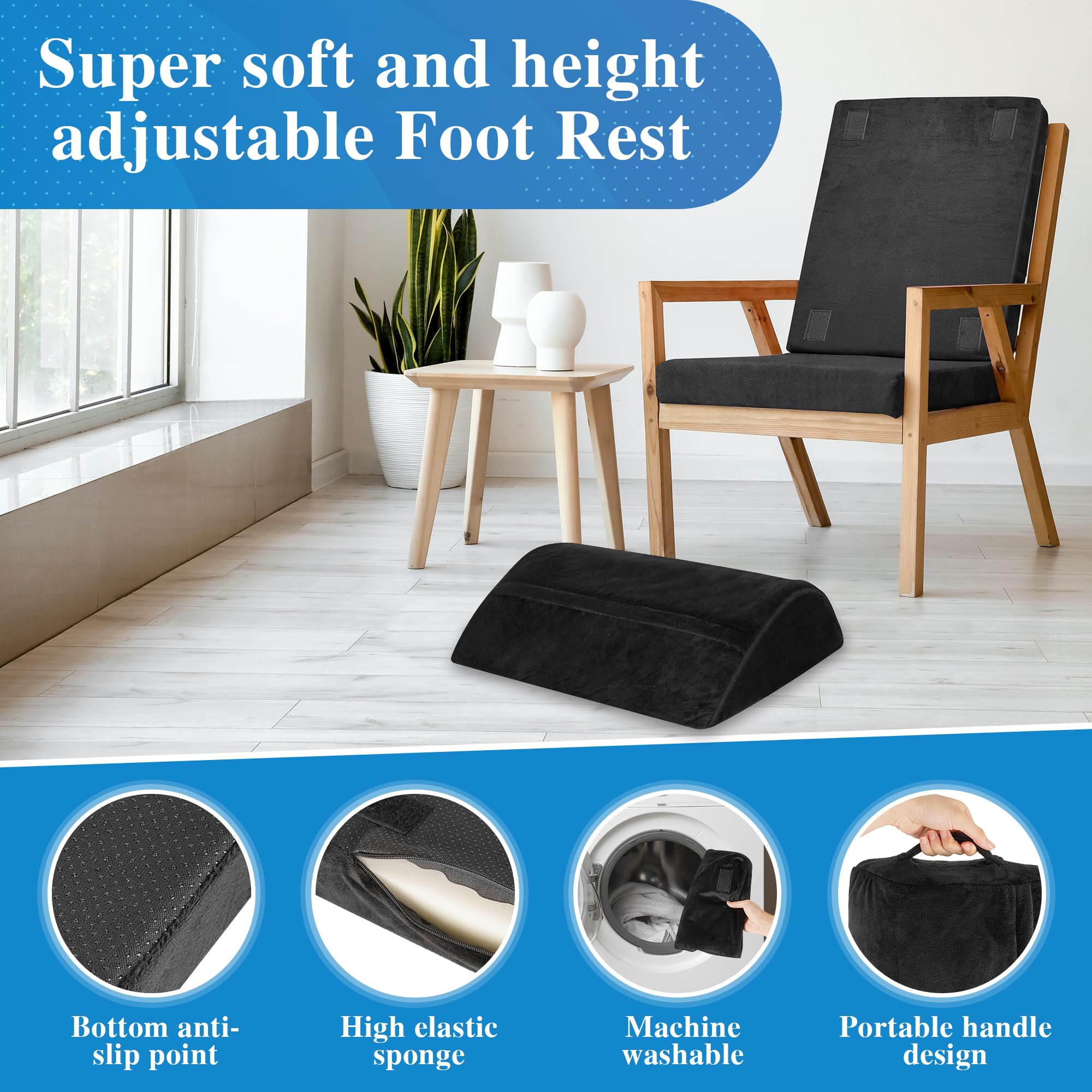 Foot Rest Under Desk, Siivton Stool with Wool Fleece Interlayer Leg Pillow Three-Tier Adjustable HeightFootrest Stool for Gaming, Work Rest and Office, Provides Warmth Reduce Back & Leg Pain Relief
