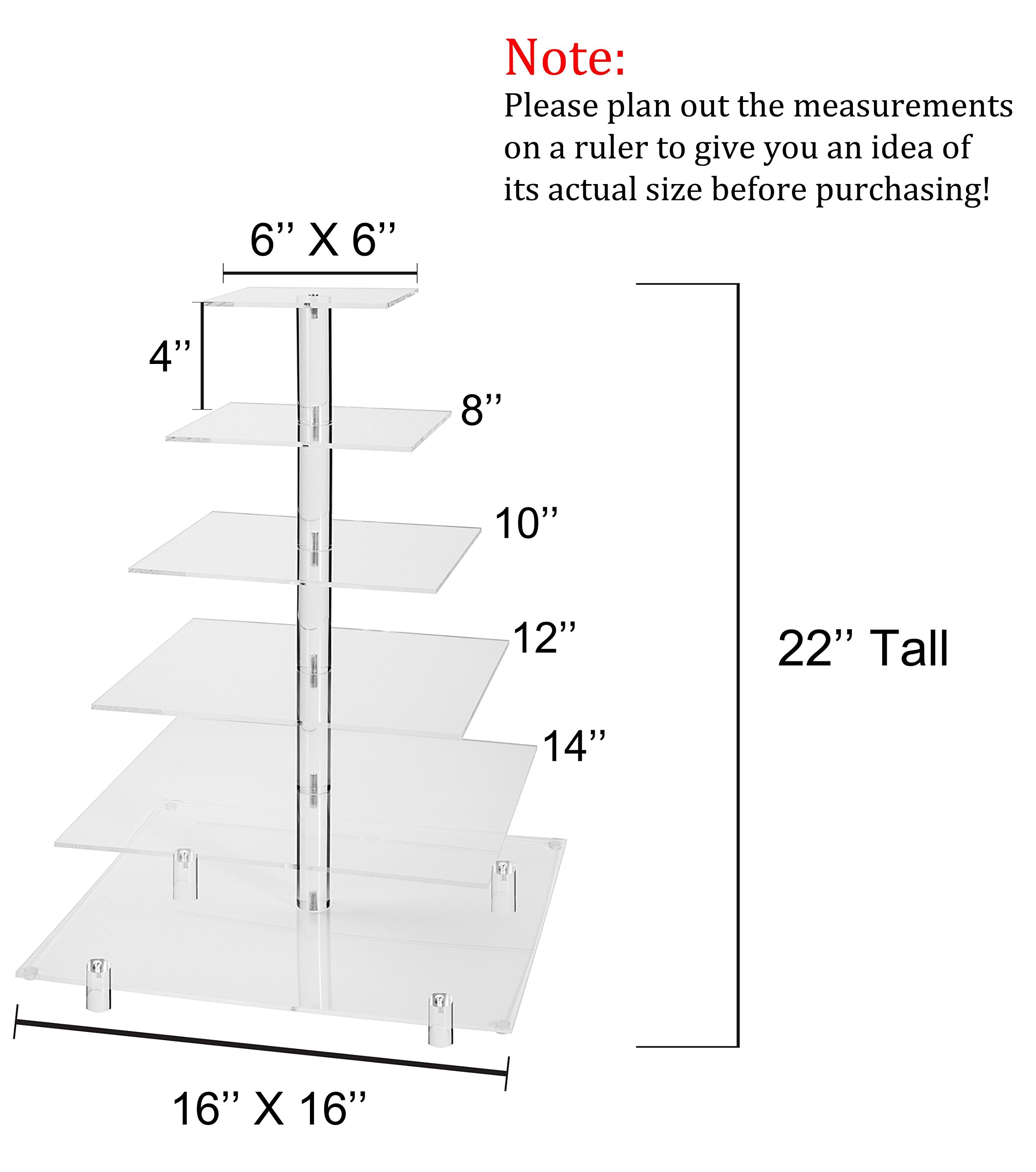 Jusalpha® Large 6 Tier Wedding Party Square Cupcake Stand-Cake Stand-Cupcake Tower-Dessert Display Stand (Large 6 Tier with Base) (6SF)