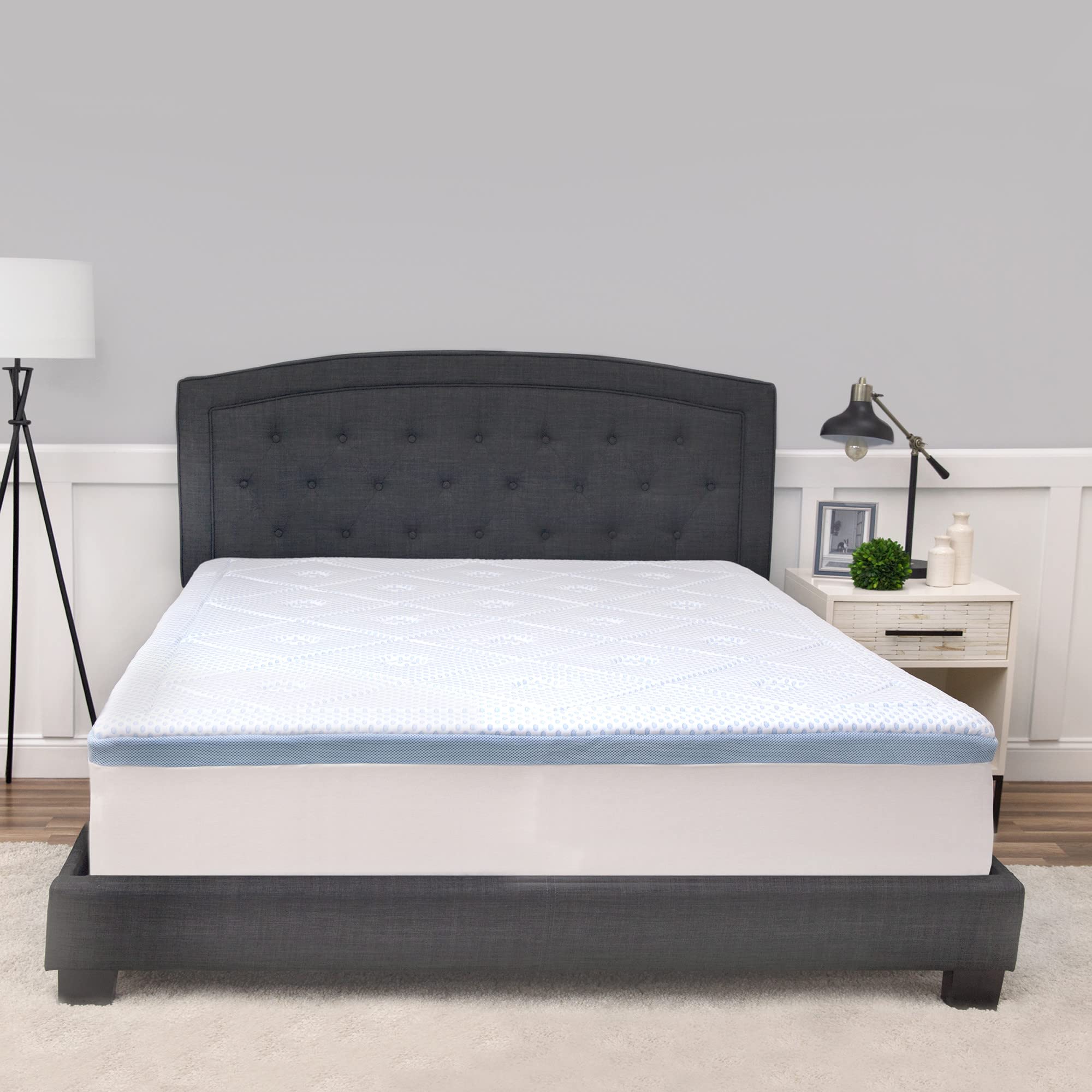 SensorPEDIC SensorCOOL 3-Inch Quilted Gel-Infused Memory Foam Bed Topper, King, White