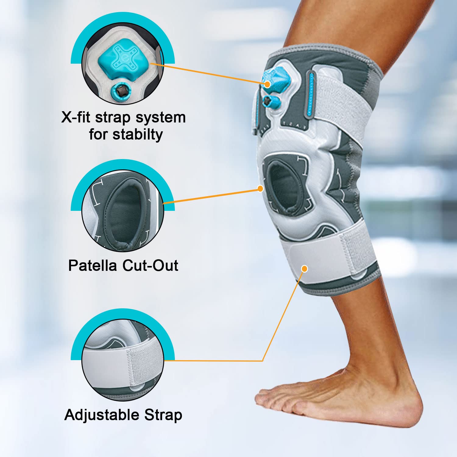 Inflatable Knee Brace with Built-in Pump; Compression Knee Wrap - Reusable Brace with Air Pump - for knee Pain Relief, Swelling and Recovery Support - Adjustable and Inflatable for Sports Injury Sprains