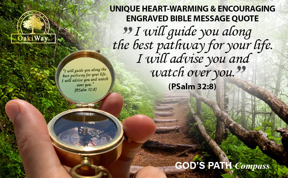 God's Path Compass - Religious Gifts for Men, Baptism Gift for Teenage Boys, Christian, Catholic, Communion, Confirmation, Graduation, Sentimental & Inspirational Present - Greeting Card Included