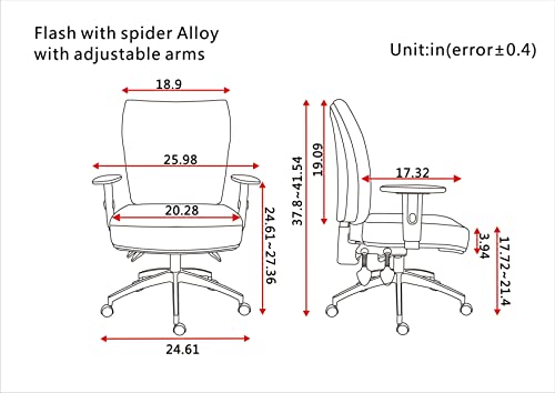 Pago Flash II Deluxe Ergonomic Chair Home Office Desk Chair with Alloy Spider and Adjustable Arms Black