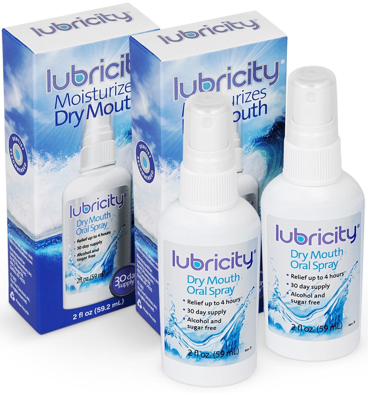 Lubricity Dry Mouth Oral Spray - 2 Piece Dry Mouth Products for Efficient Relief, Travel-Size Dry Mouth Spray, Mouth Moisturizer for Dry Mouth, Dry Mouth Remedies - 2oz Each with Ilios Travel Cup