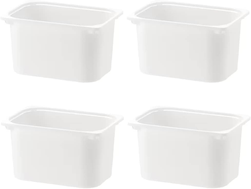 Set Of 4 TROFAST Children Storage Box White 16 ½x11 ¾x9 Stackable Plastic Bins Open Storage Boxes Medium (4x) Compatible With Trofast Frames and Lids, Made of Polypropelene