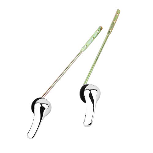 Jwodo Toilet Handle Replacement Kit, Chrome Finish Toilet Trip Levers with Seal Gasket and Nut, with Stainless Steel Flapper Chains, Universal Replacement for Most Toilets (Front Mount #1)