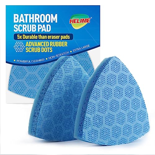 HELIME Scrub Dots Bathroom Sponge, Heavy Duty Non Scratch 3 Layer Cellulose Scrubbers, Reusable Bath Washing Scrubber, Magic Eraser Sponges Scour Scrub Pads for Clean Glass, Ceramic, Bathtub, Sink