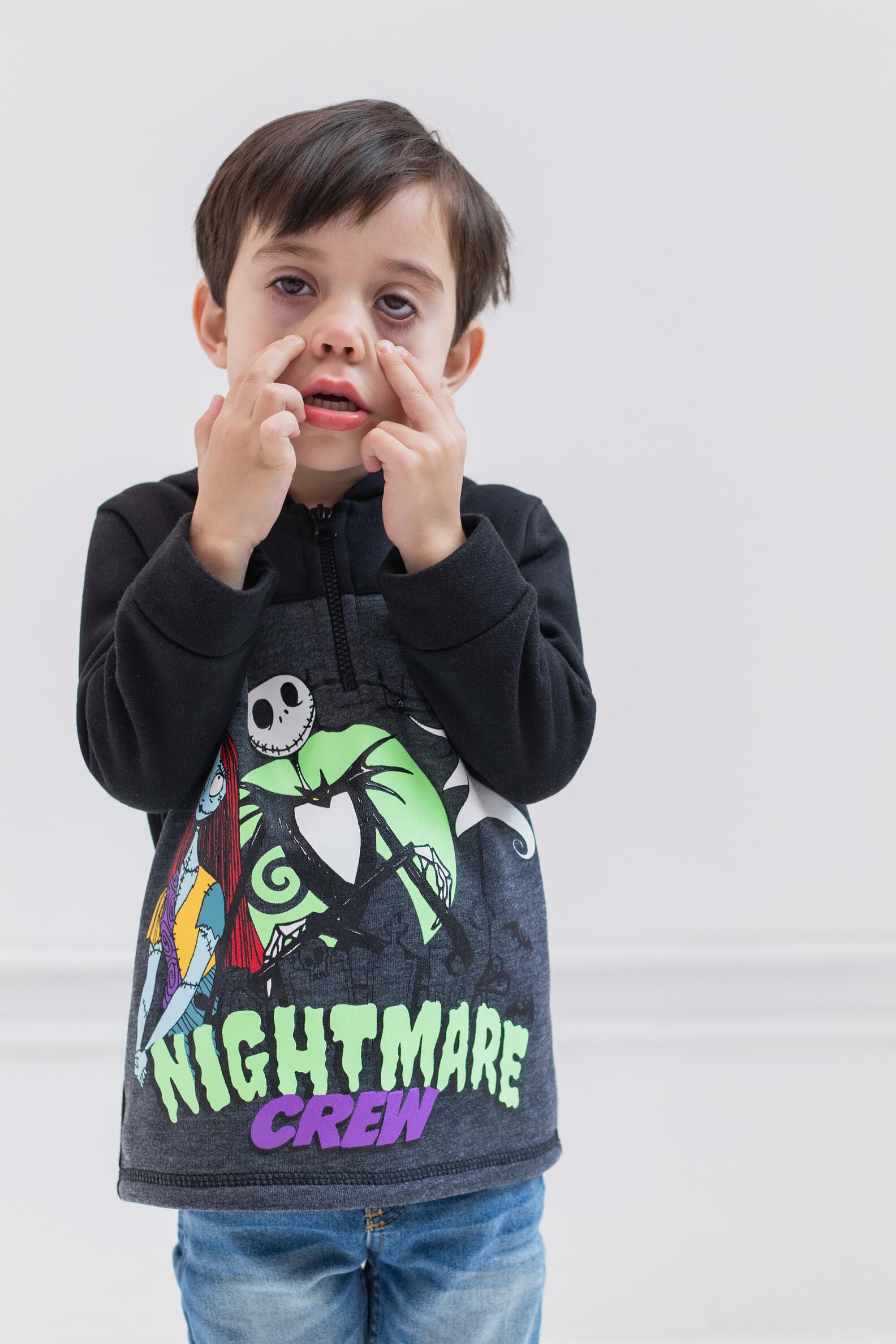 Disney Nightmare Before Christmas Sally Jack Skellington Big Boys Fleece Hoodie Black/Gray 14-16