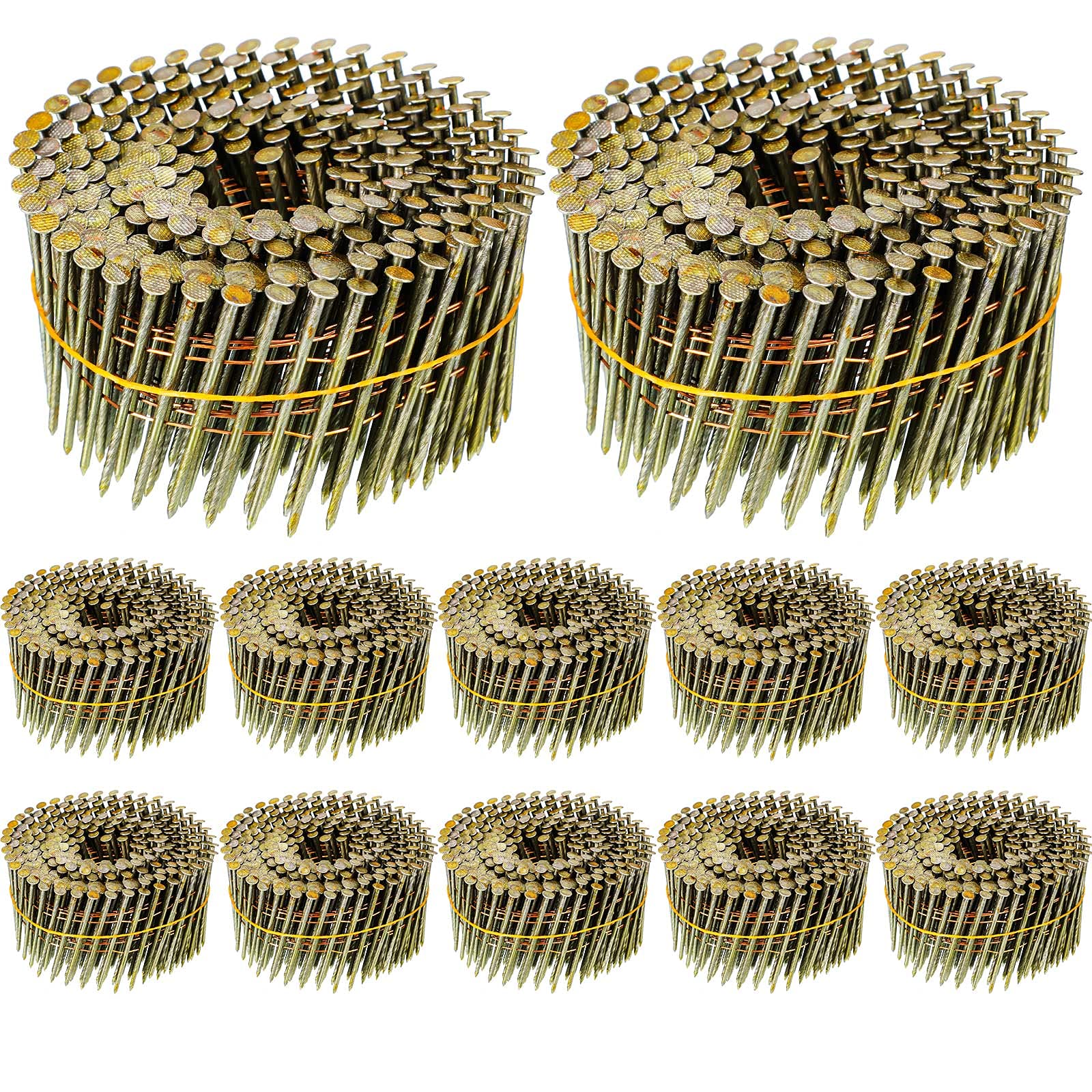 Hotop 3600 Count Siding Nails, 15-Degree Wire Collated Coil Stainless Steel Ring Shank Nails, Full Round Head Hot-Dipped Galvanized Siding Nailer Attachment Replacement Parts (2 Inch)