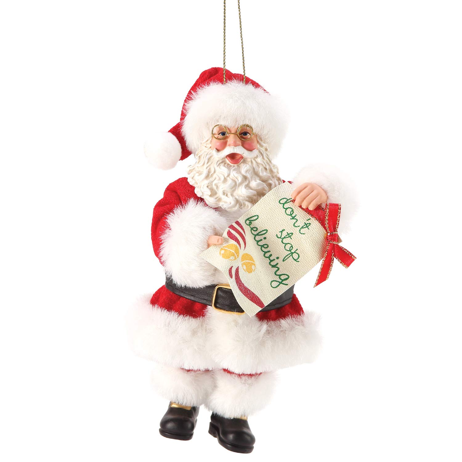Department 56 Possible Dreams Santa Don't Stop Believing Hanging Ornament, 6 Inch, Multicolor