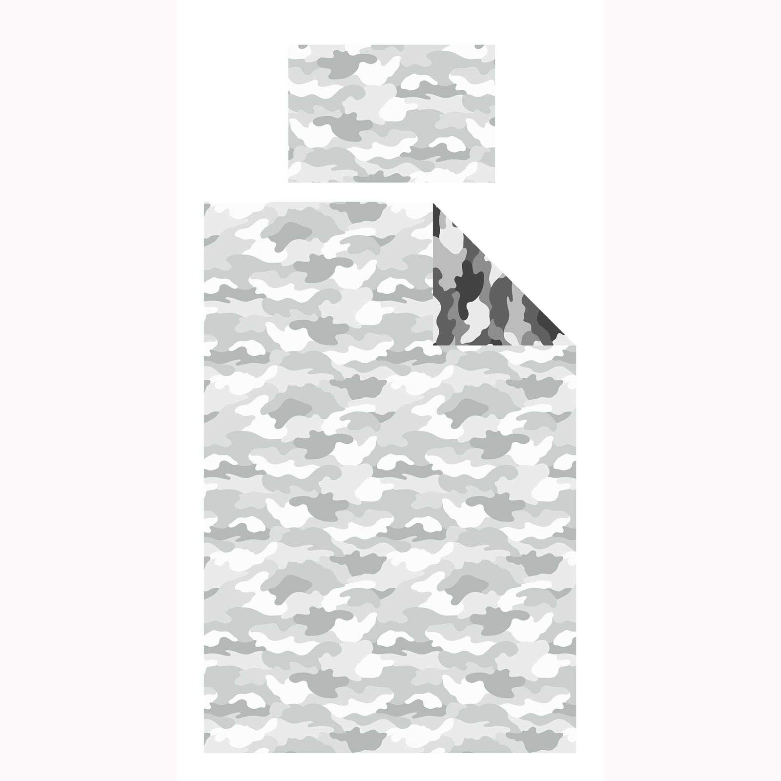 Price Right Home Grey Army Camouflage Reversible UK Single/US Twin Unfilled Duvet Cover and Pillowcase Set