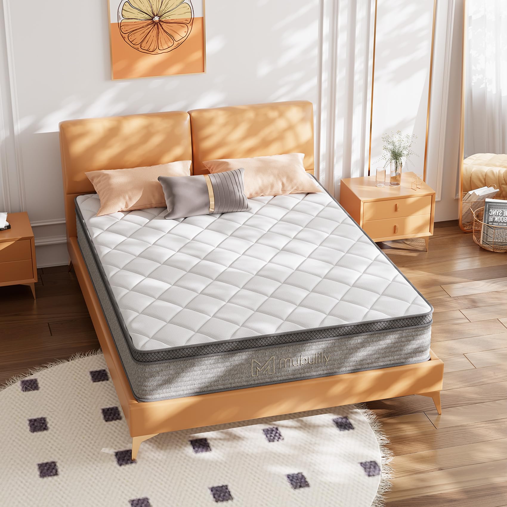 Mubulily King Mattress,14 Inch Hybrid Memory Foam Mattress in a Box,Pressure Relief,Back Pain Relief& Cooling King Bed, King Size Mattress,Cooler Cover,Medium Softer,100 Nights Trial