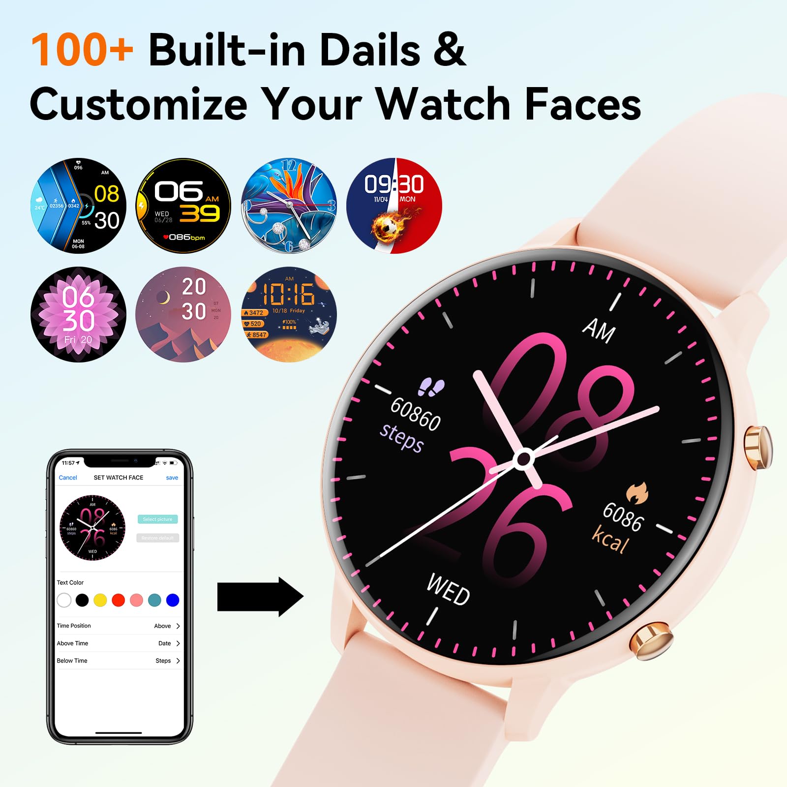 Smart Watch, Bluetooth Call Smartwatch for Men and Women,Monitoring Heart Rate/Sleep/Blood Oxygen/Pedometer,1.39-inch Fitness Tracker with Multiple Sports Modes,Smartwatches fit for IOS and Android