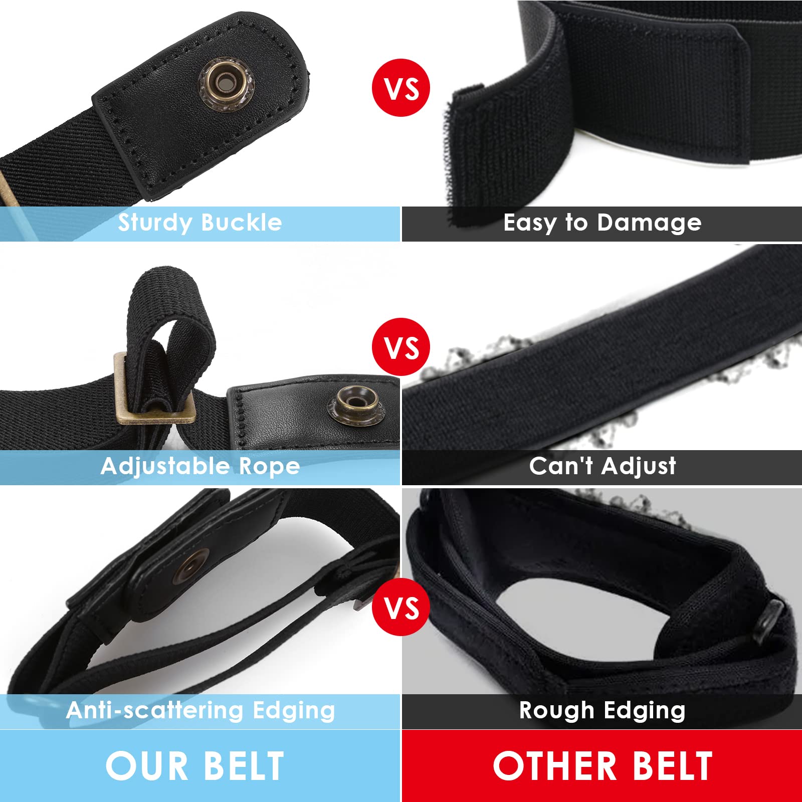 Lusofie 2pcs No Buckle Belt Women,Belt Elastic Comfortable Invisible Belt for Jeans