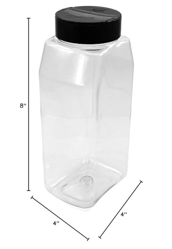 Pride Of India Large Clear Plastic Spice Jars w/Dual Sifter Cap | Food Grade BPA Free USA Made | 32 Fluid Ounce Capacity