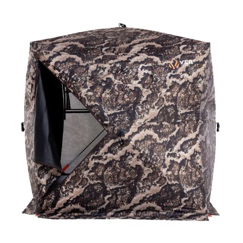 VEIL CAMO VC300 3-Person Hub Blind Tru-View – Ground Blind for Deer Hunting, 270-Degree View, Water Resistant, Durable 5-Hub Design, Backpack Carry Bag, Silent Slide Window Panels