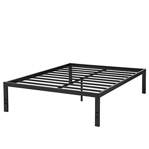 PrimaSleep 18 Inch Tall Metal Bed Frame/Dura Steel Slat/Anti-Slip Support/No Box Spring Needed, Queen, Black