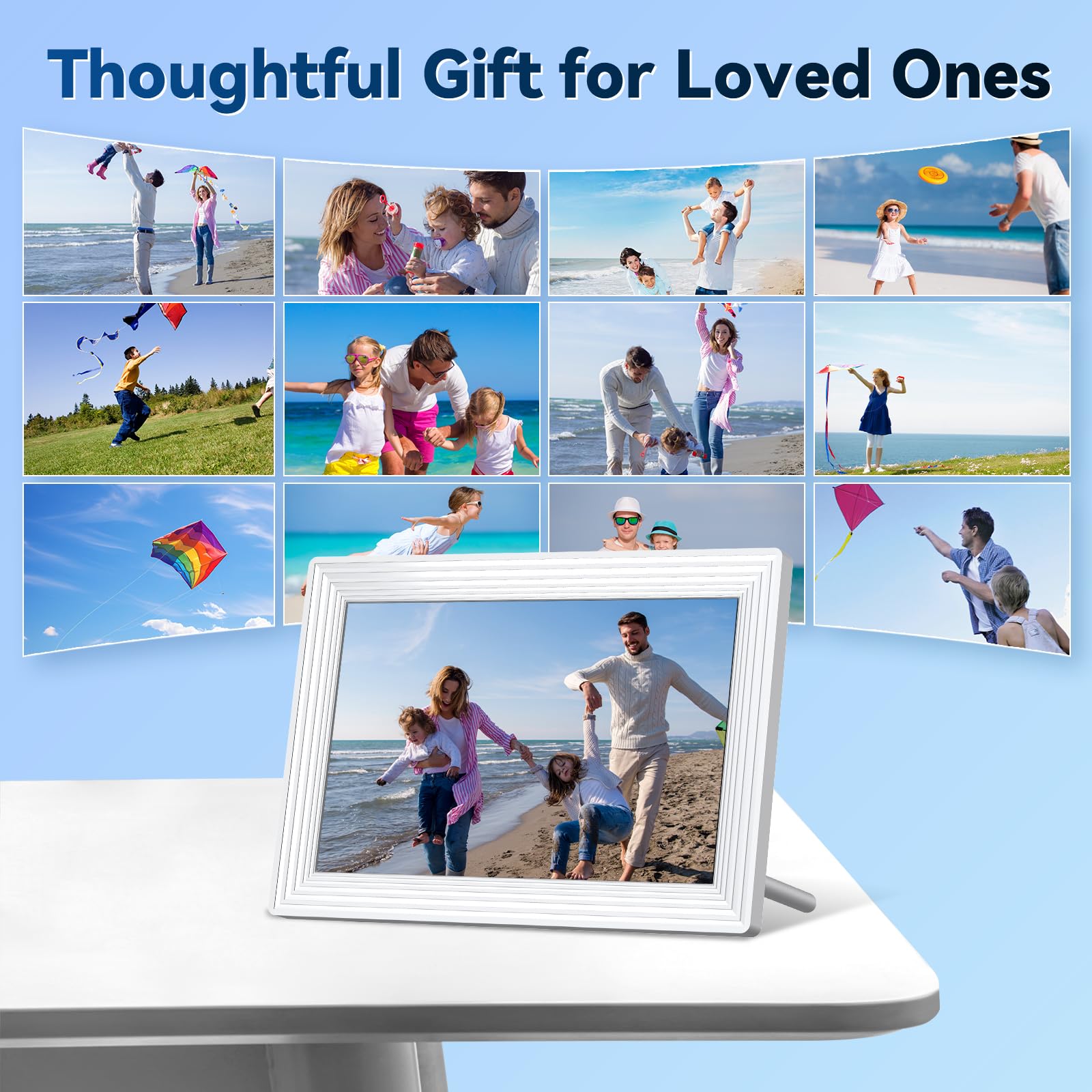 Frameo WiFi Digital Picture Frame, 10.1 Inch Smart Digital Photo Frame with 16GB Storage 1280x800 IPS HD Touch Screen, Auto-Rotate, Easy Setup to Share Photos or Videos Remotely via App from Anywhere