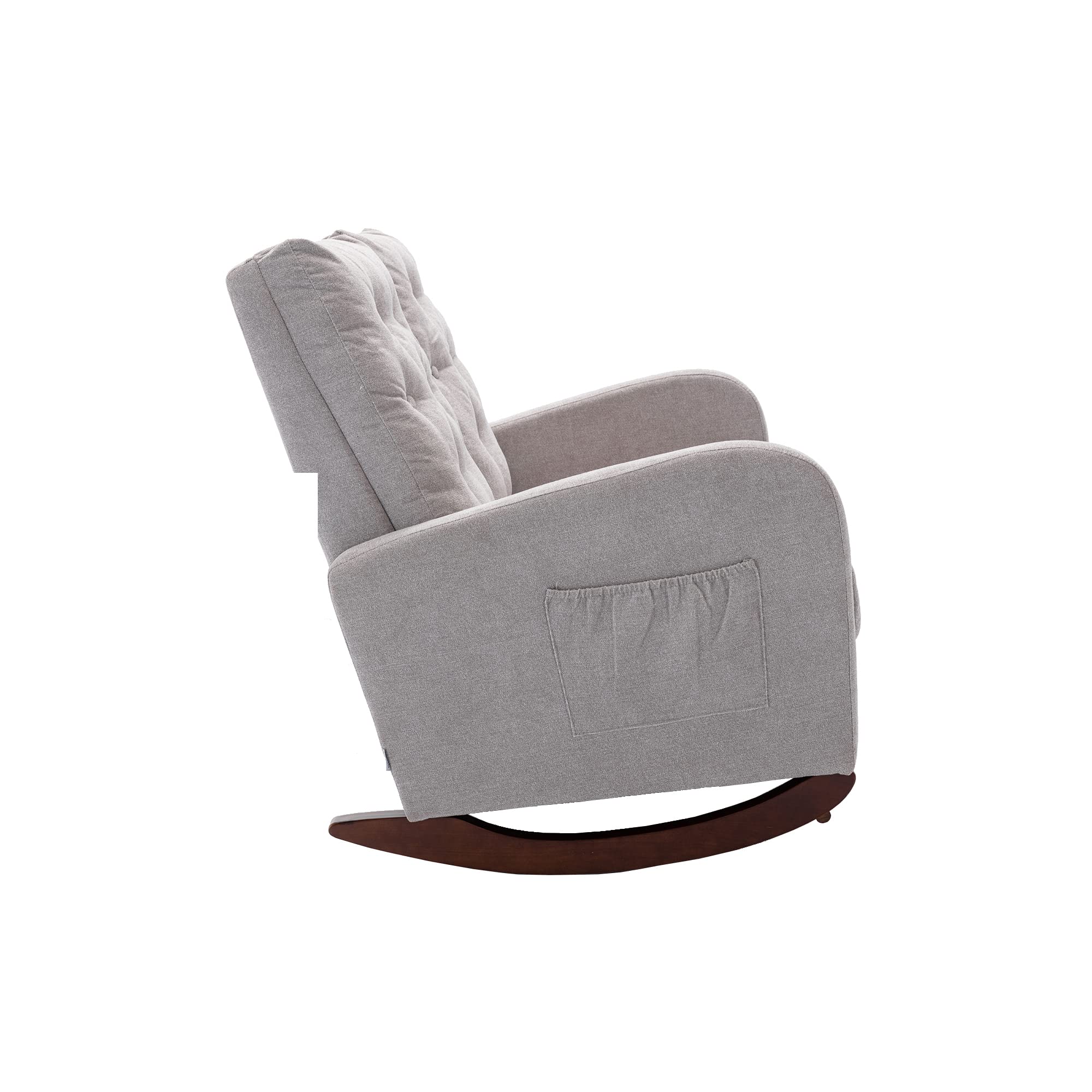 LUMISOL Modern Upholstered Double Rocking Chair, Nursery Rocking Loveseat with Tufted Backrest and Storage Pockets, Glider Rocker Chair for Bedroom, Living Room (Light Grey)