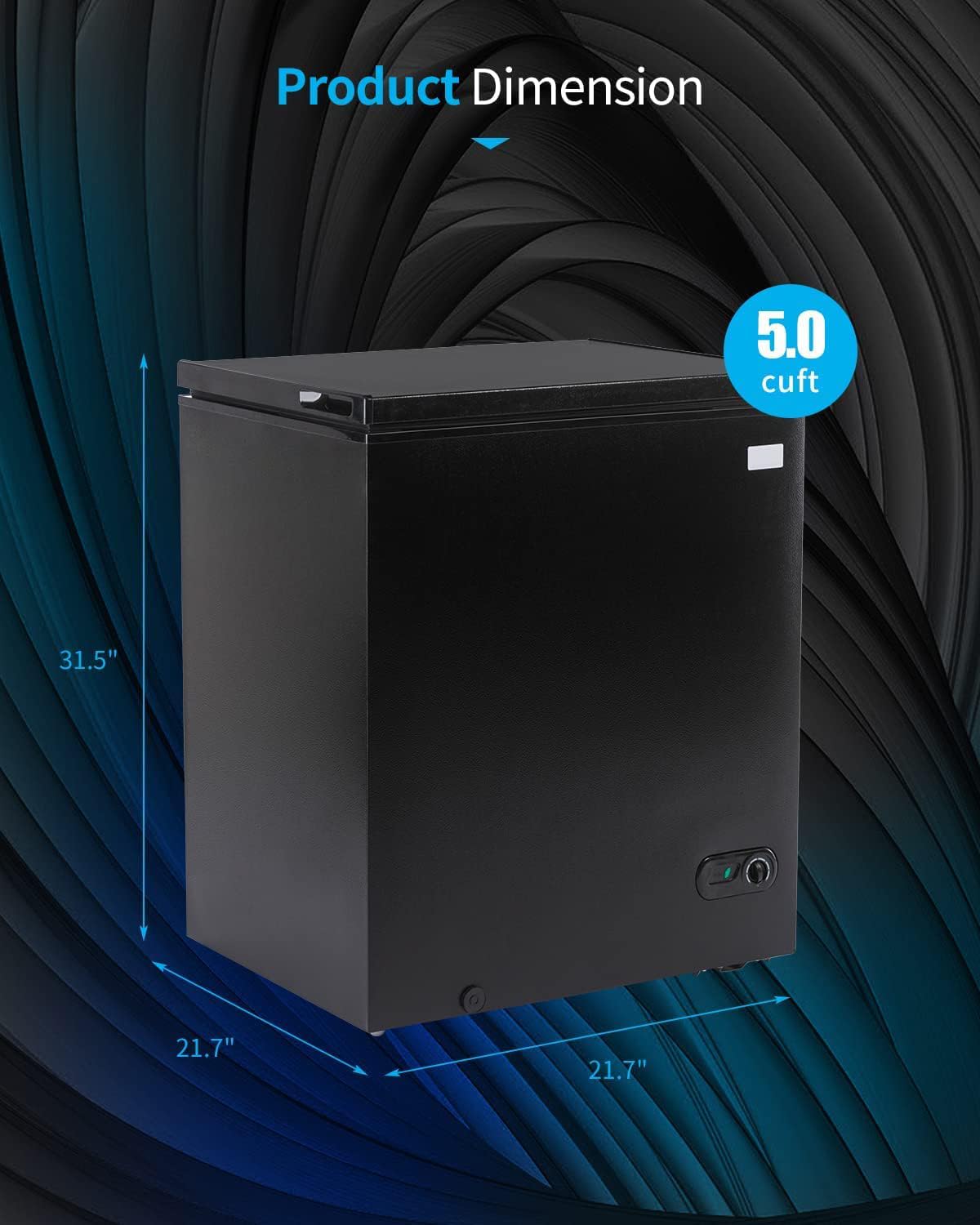 Muhub 5.0 Cu.Ft Chest Freezer,Deep Freezer with Removable Basket,Compact Freezer with Top Open Door, Adjustable Temperature, Low noise,Suitable for Kitchen Dorm Garage and Shed,Black