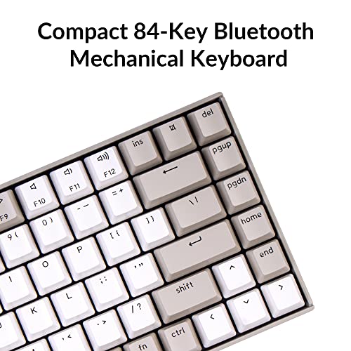 Keychron K2 75% Layout Bluetooth Wireless/USB Wired Mechanical Gaming Keyboard Mechanical Blue Switch, Compact 84 Keys Computer Keyboard for Mac & Windows