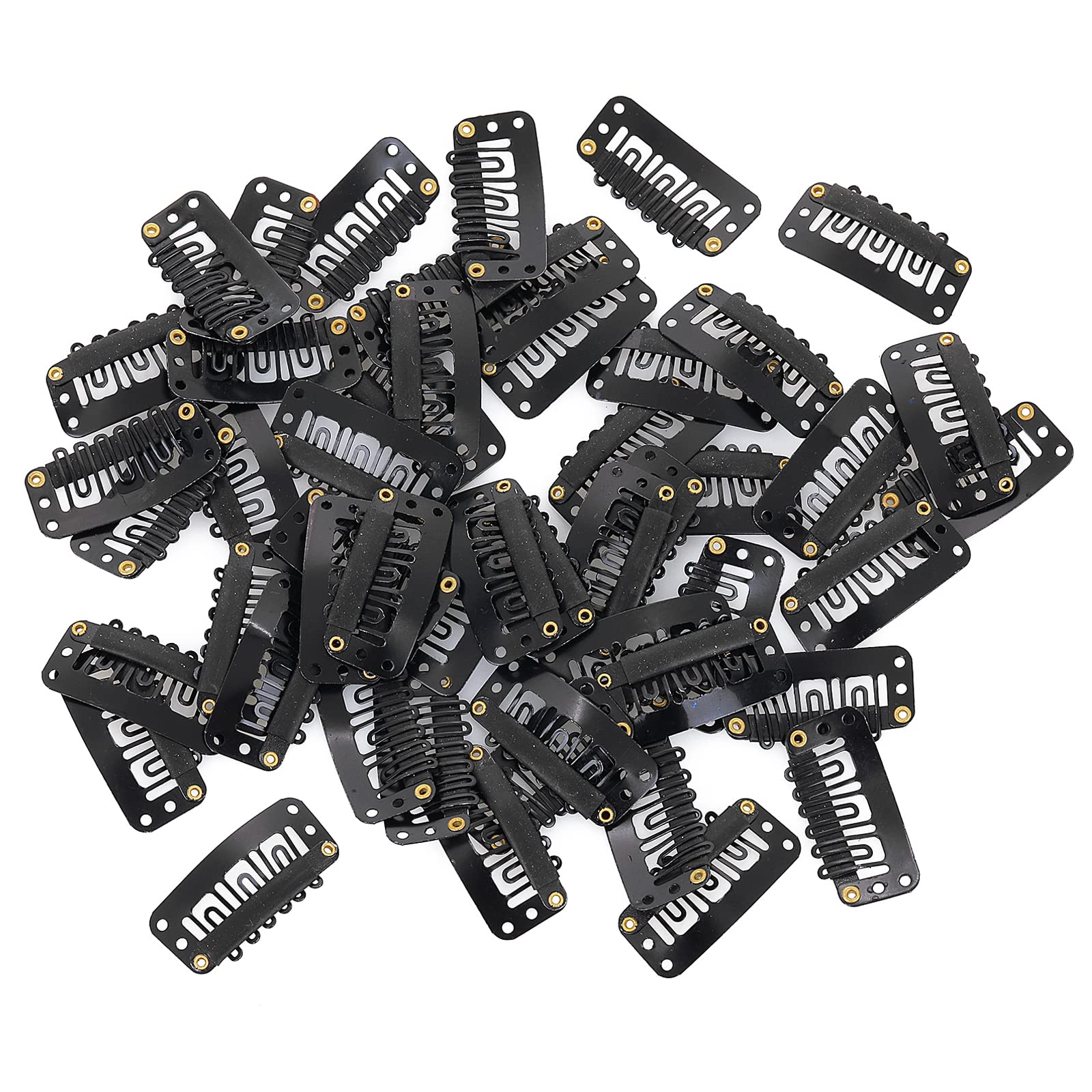 Lusofie 50Pcs Snap Wig Clips 6-Teeth U-shape Hair Extension Clips to Secure Wig No Sew With Silicon Rubber Wig Clips for Hair Extensions Hairpiece Wig Accessories(Black)