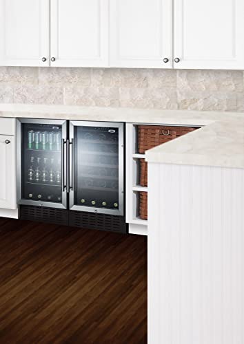 Summit SWC1840BADA 18"" ADA Compliant Built-In Wine Cellar with 34 Bottle Capacity Black Cabinet 5 Wood Shelves and Automatic Defrost in Stainless Steel
