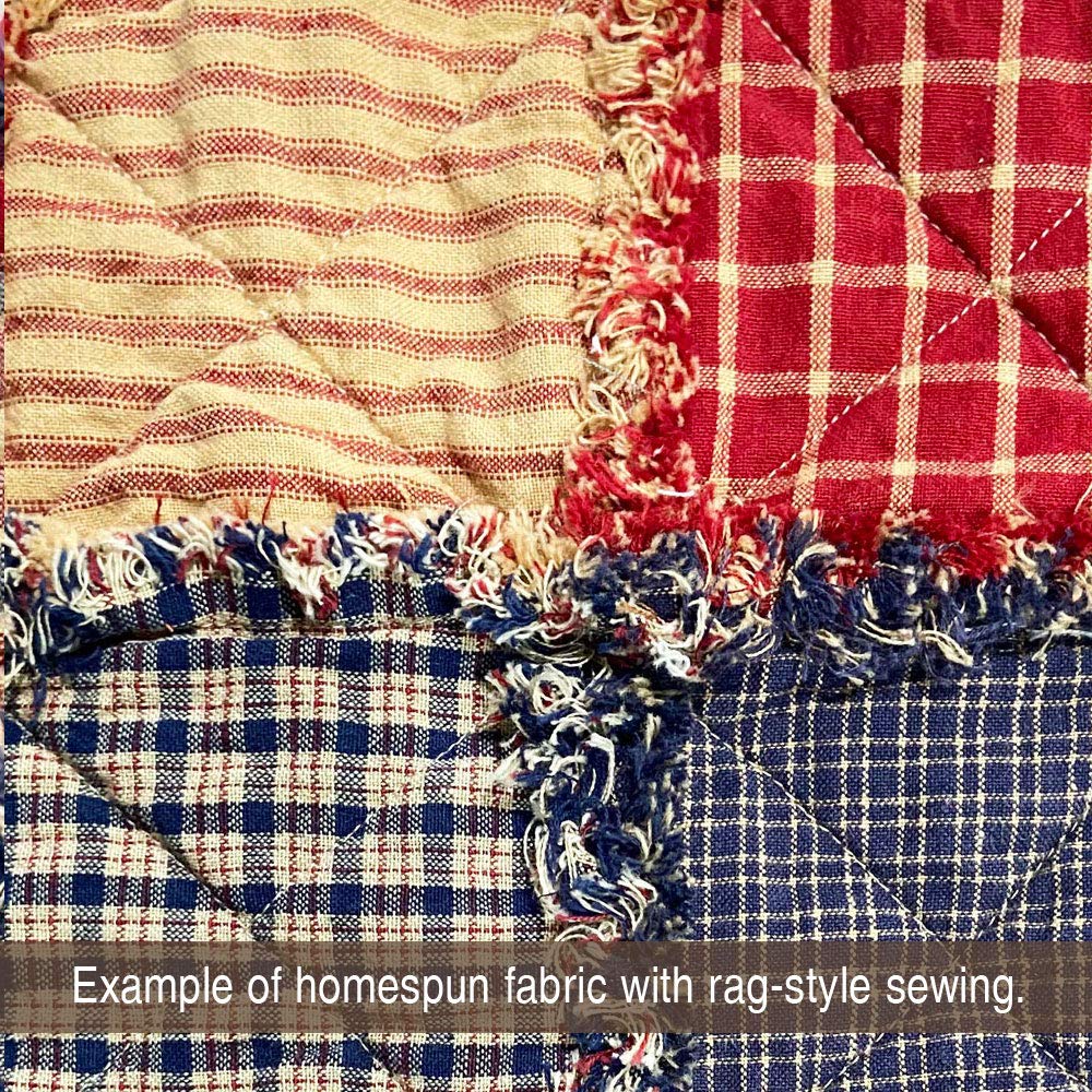 Primitive Red & Tea Dye Ticking Stripe Homespun Cotton Fabric by JCS - Sold by The Yard