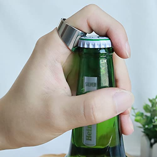 HUASAI Bottle Opener Ring for Men Bar Versatile Stainless Steel Ring for Party(Bottle Opener Ring 6)