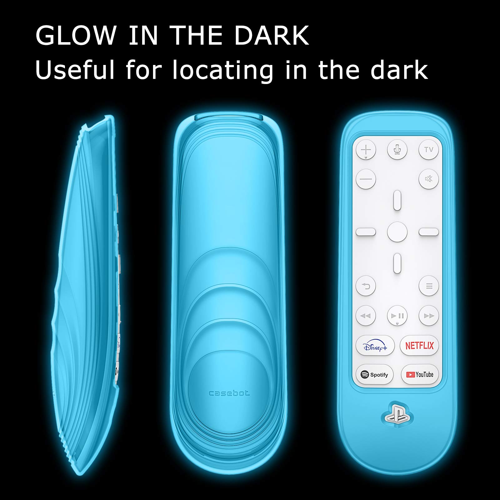 Fintie Protective Case for PS5 Media Remote - CaseBot Lightweight (Anti-Slip) Shockproof Silicone Cover for Sony PlayStation 5 Media Remote Controller, Sky Blue Glow