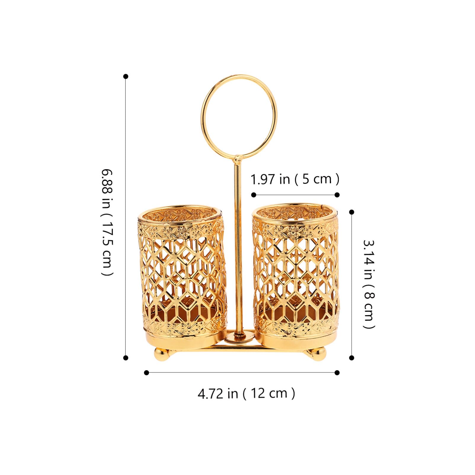 Hemoton Metal Utensil Pot Golden Utensils Holder Rotating Metal Utensils Holder Silverware Organizer Cutlery Holder Fork Spoon Flatware Storage Basket for Countertop Buffet Picnic